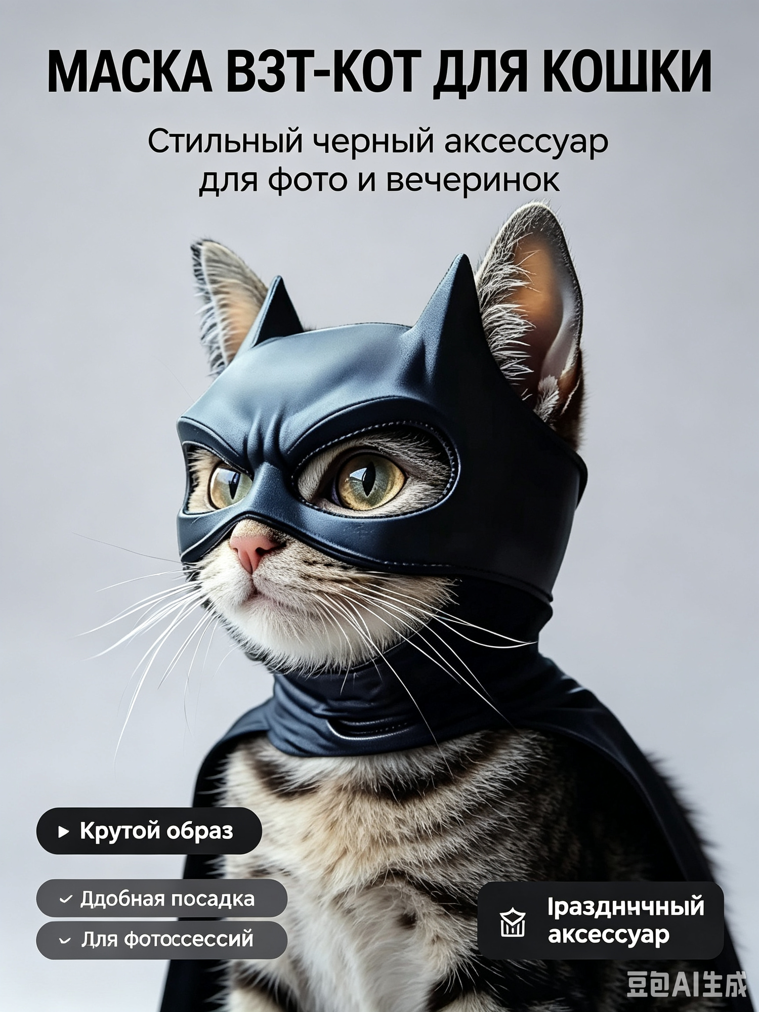 Набор для кошки маска с плащом супергероя, забавный аксессуар для фотосессий и праздничных вечеринок