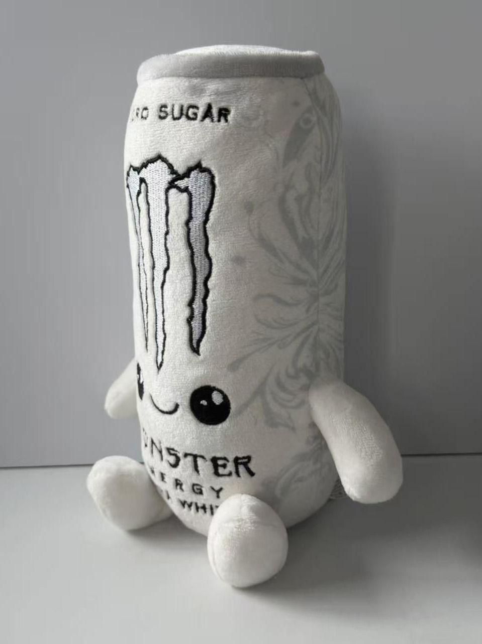 Плюшевая банка Monster Energy Ultra White, коллекционный фанатский сувенир