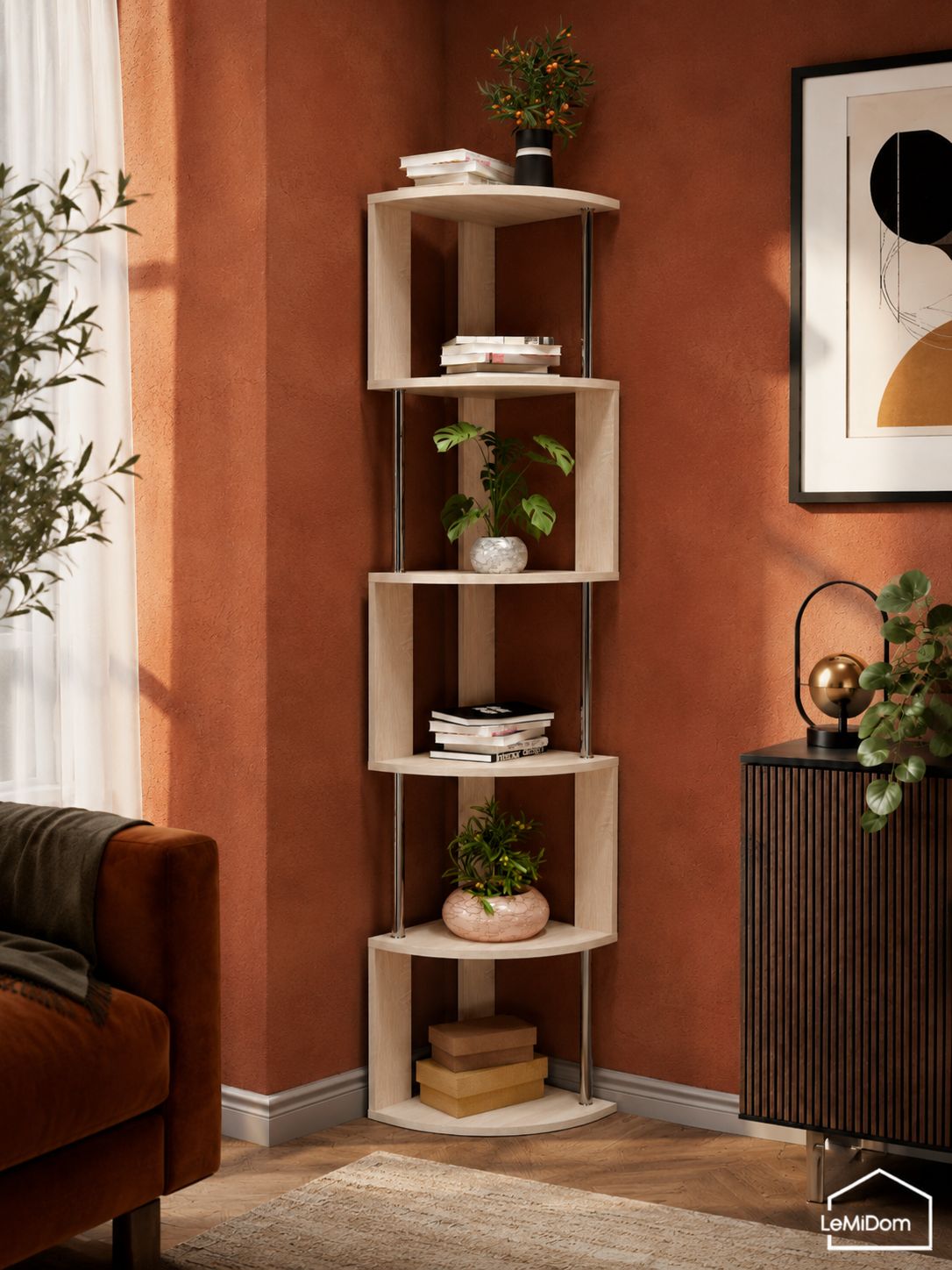 Стеллаж деревянный мария S113 177x35x35 cм /Дуб сонома светлый