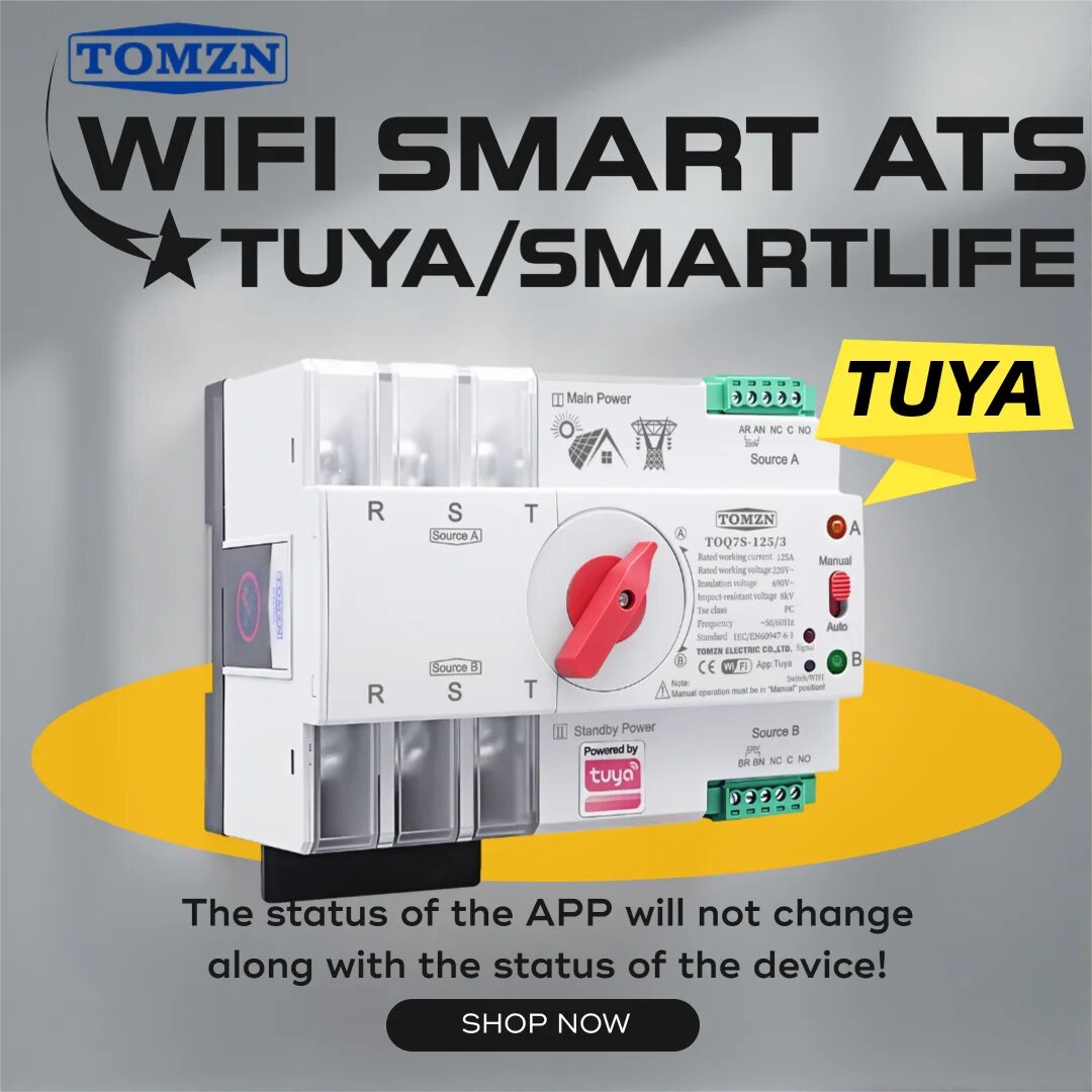 TOMZN TOQ7S 3P AC380V Умный автоматический переключатель питания Wi-Fi AC380V 125A