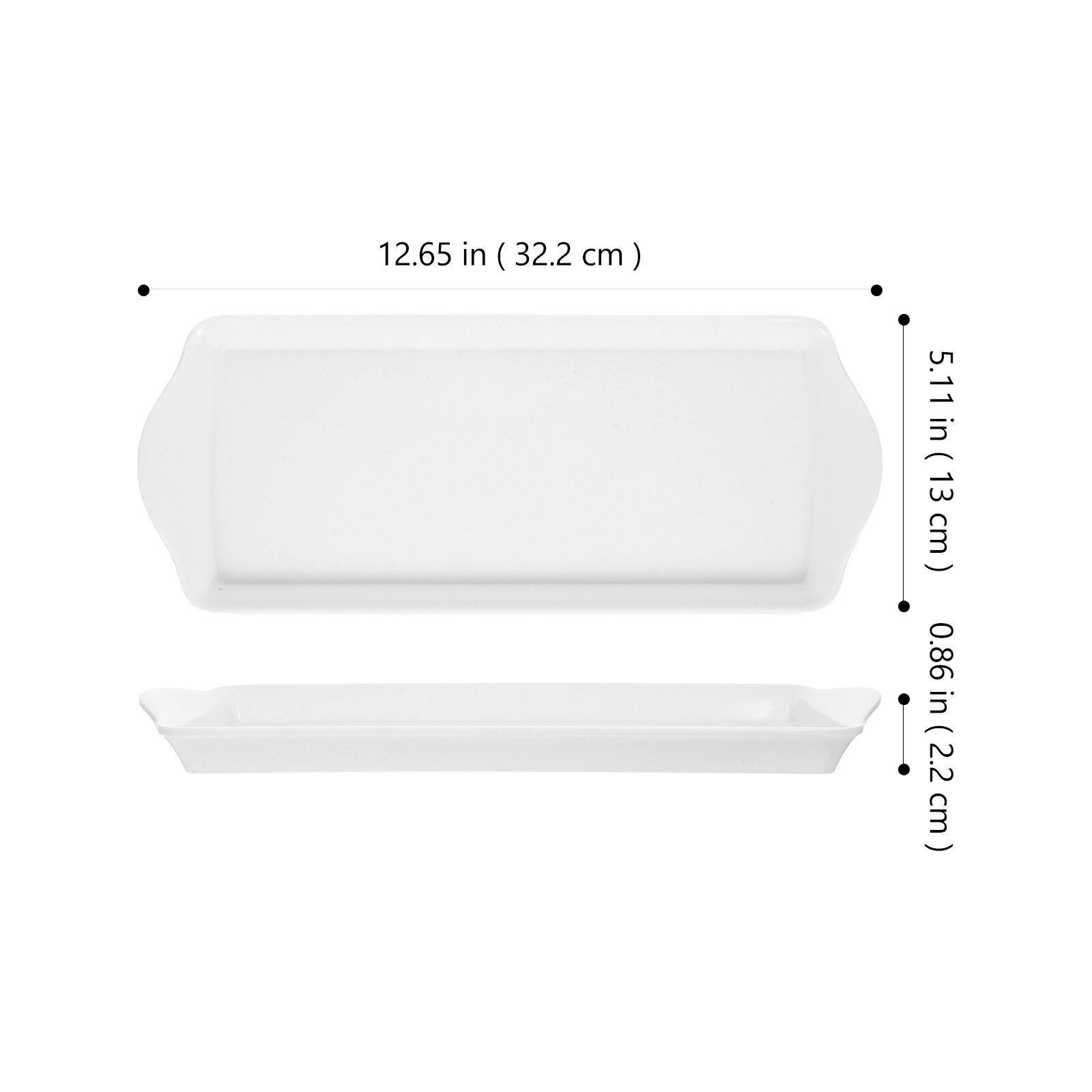 Белый Поднос С Двумя Ручками Для Фруктов И Снеков 32.20X13.00X2.20Cm