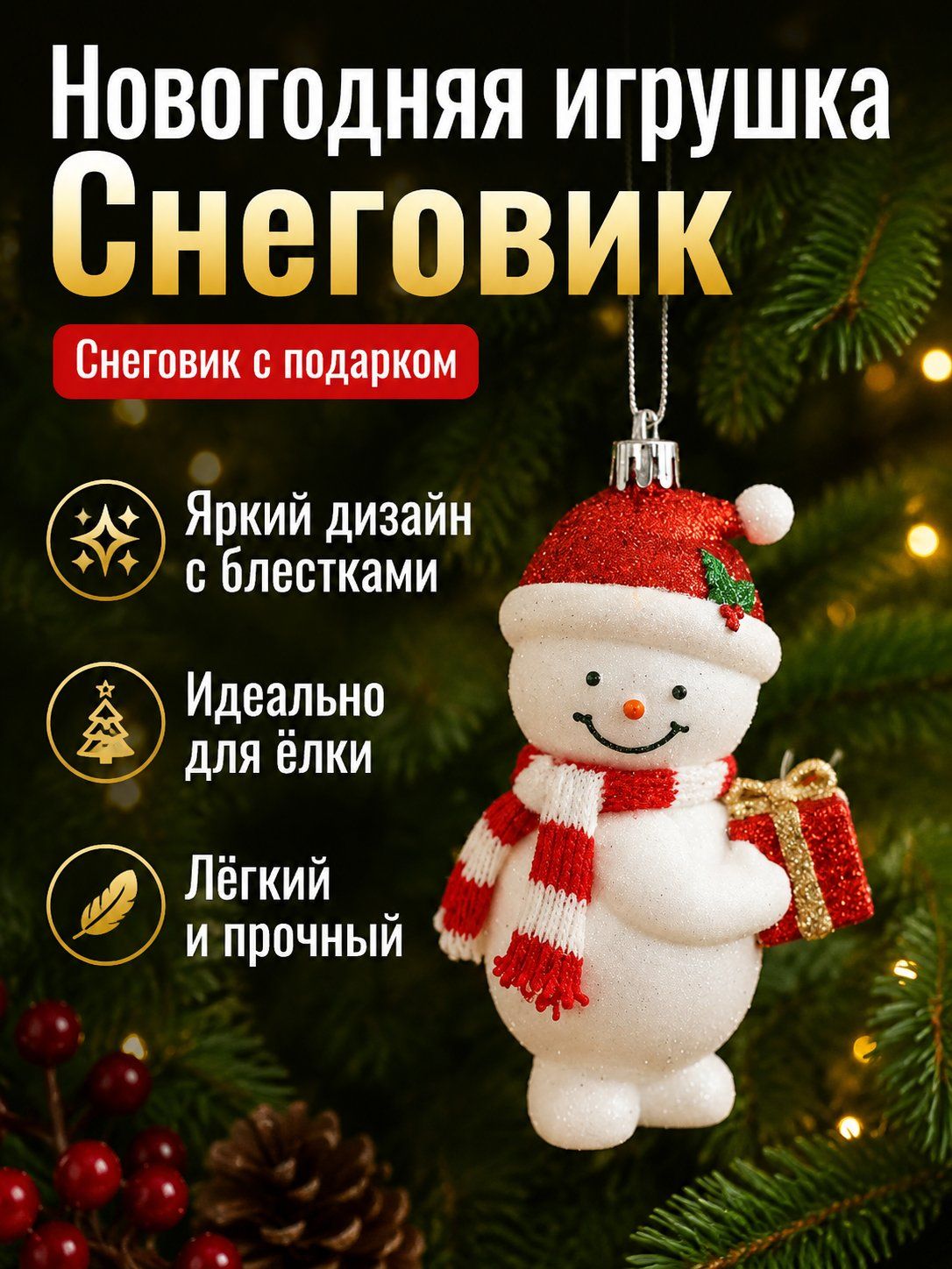 Елочная игрушка 12 см дед мороз красный 1 шт