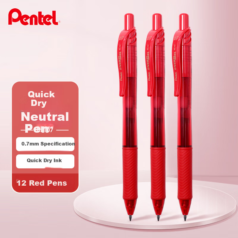 Pentel BL107 0.7 мм перезаряжаемая гелевая ручка красная 12 шт для офиса и учебы Цвет：0.7 мм BL107 красная 12 шт
