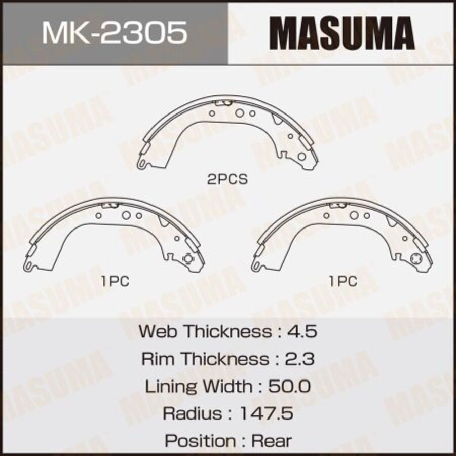 Колодки Тормозные Барабанные Toyota Hilux 88-04 (Masuma MK-2305)