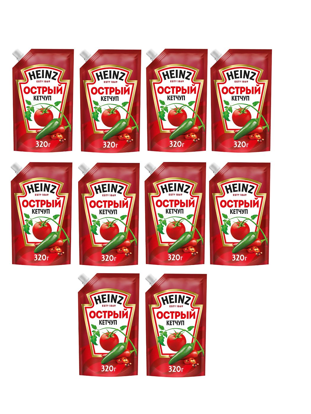 Heinz Кетчуп Острый, 320 гр, 10 шт
