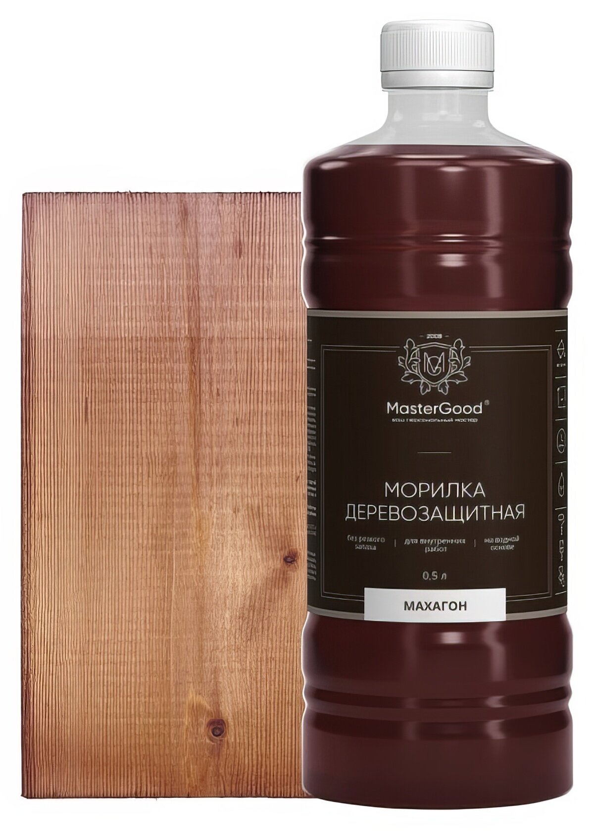 Морилка деревозащитная MASTERGOOD махагон 0,5л