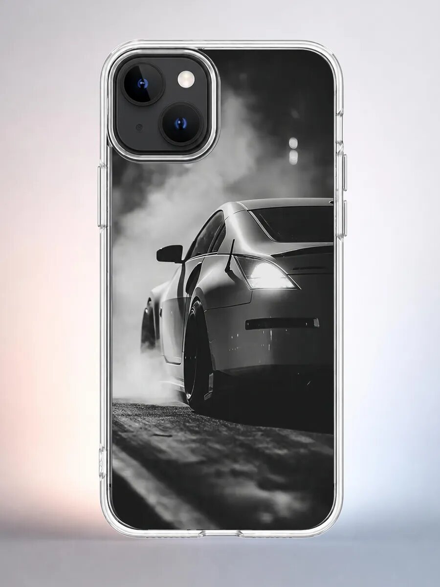 Чехол iPhone 13 дым из-под колёс силиконовый