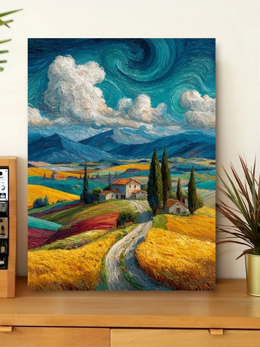 Картина "Картина на холсте Ван Гога Поля и деревья 45 х 60" 45x60 см