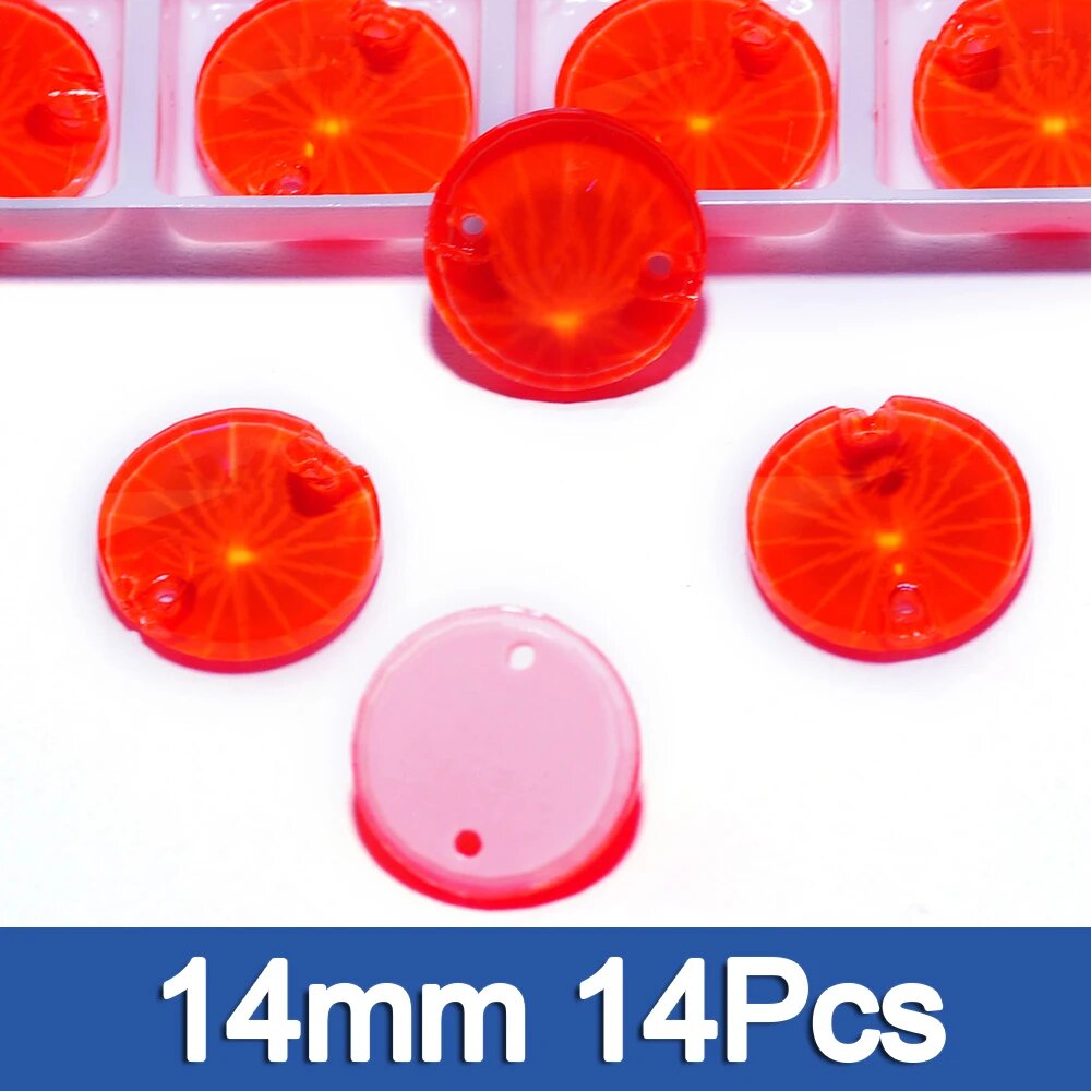 PUBRILEX электрические оранжевые неоновые стразы для рукоделия Красный, Rivoli 14mm 14Pcs