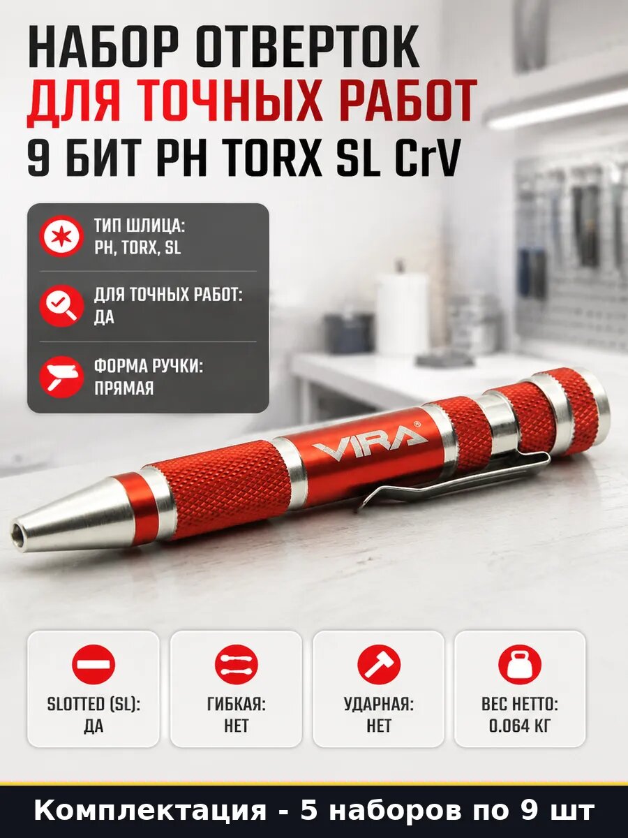 Набор отверток для точных работ, 5 шт CrV, прецизионная с алюминиевой рукояткой, для ремонта телефонов