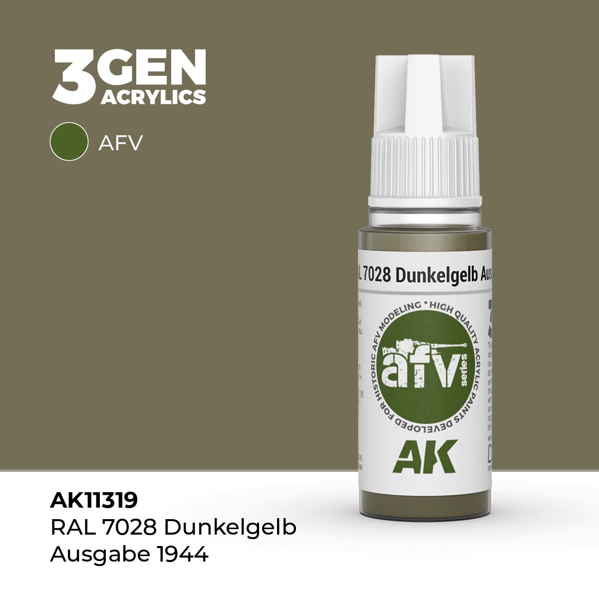 Акриловая краска AK Interactive - RAL 7028 Dunkelgelb Ausgabe 1944 3GEN AFV, 18мл