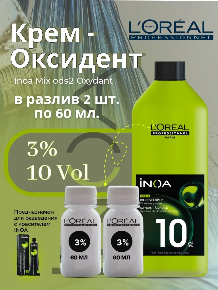 Окислитель для волос 3% INOA, оксид в разлив 60 мл 2 шт.