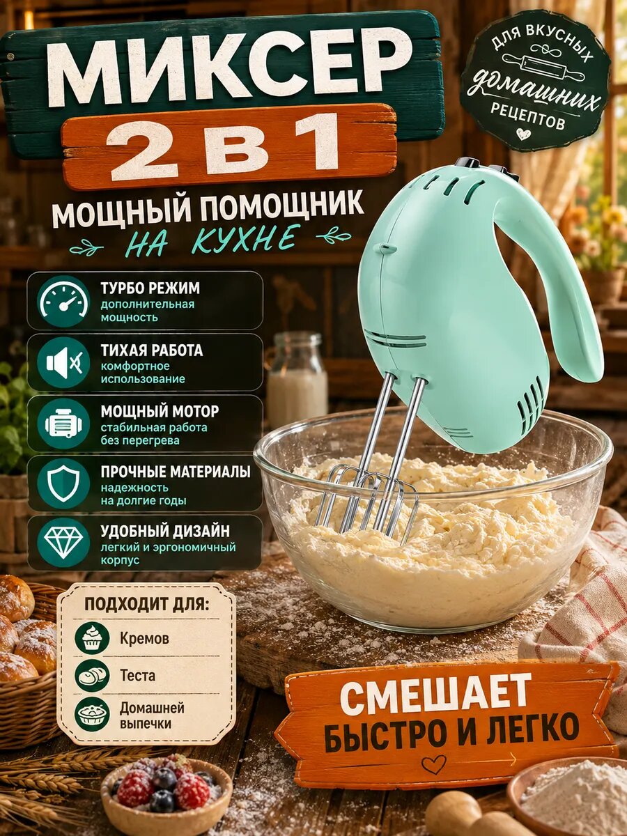 Миксер ручной кухонный электрический