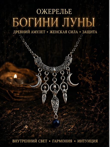 Талисман Оберег/Ожерелье богини луны, кулон с символом луны, амулет-оберег