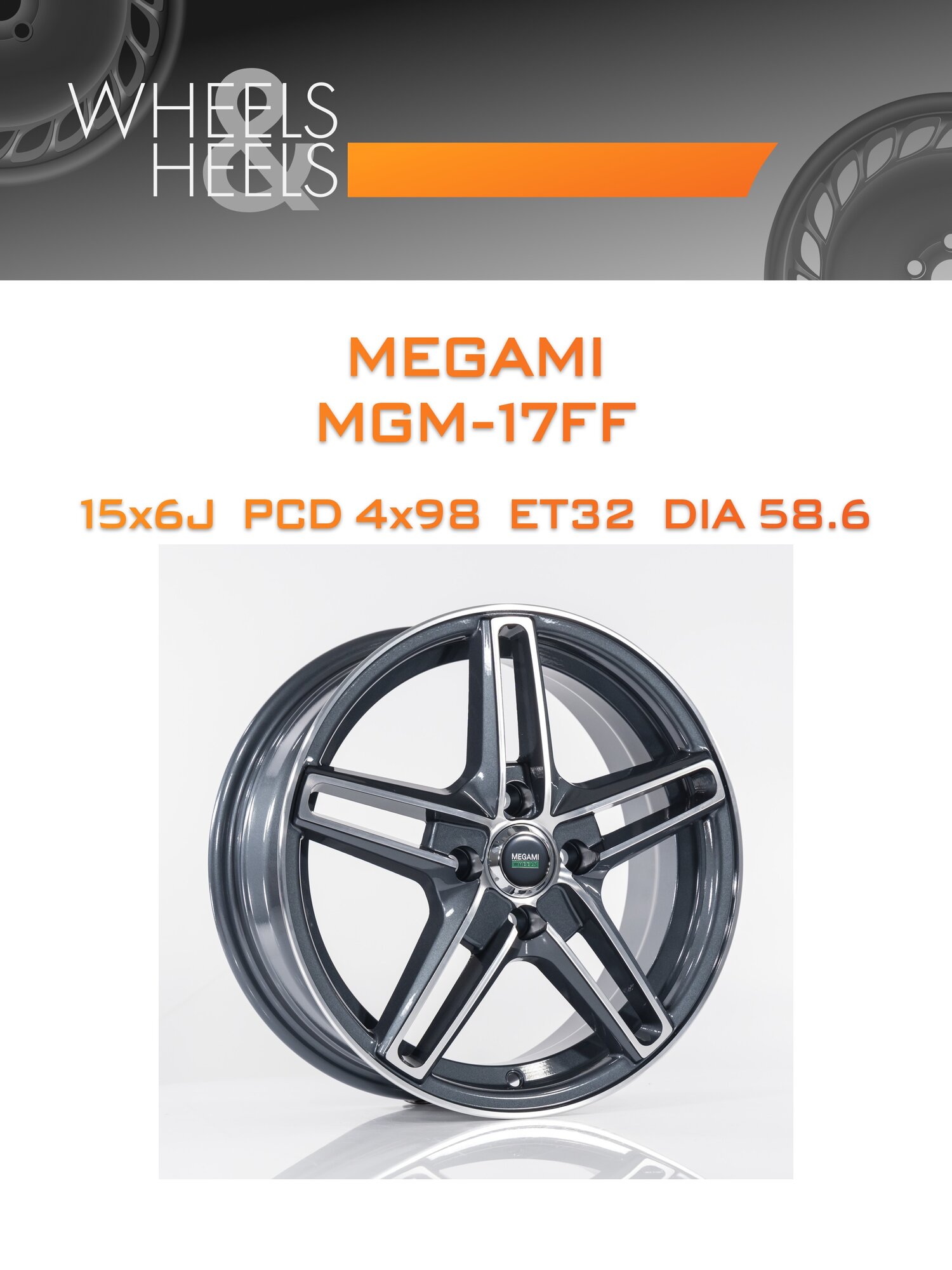 Диск автомобильный литой Megami MGM-17FF 15x6 4x98 et32 dia58.6 gmf