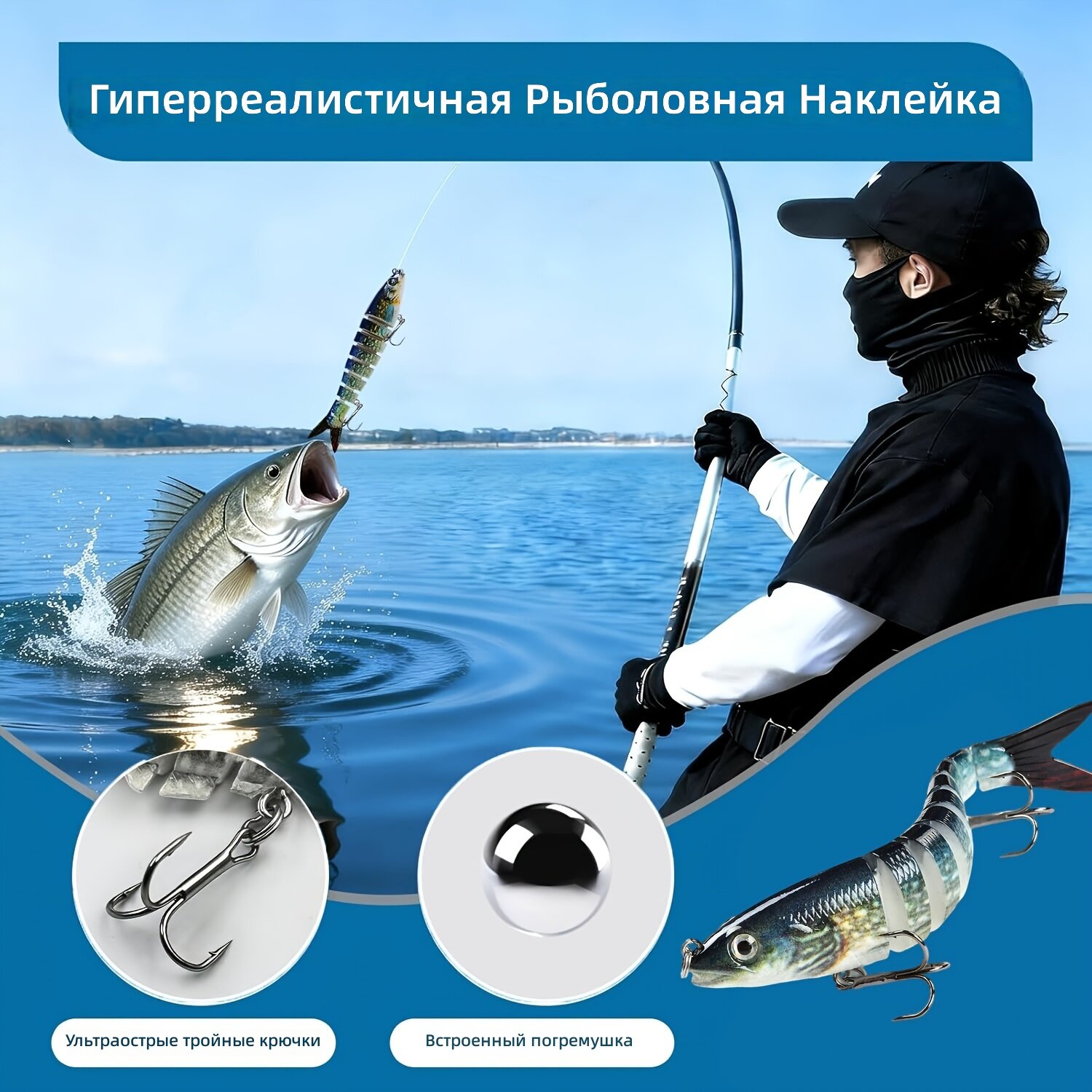 Составной медленно тонущий свимбейт для пресной и соленой воды, реалистичная рыболовная приманка для щуки, окуня, форели, краппи, судака и синеглазки, с контейнером для хранения и дополнительными крючками №6 и №8 по 5 шт, одиночная упаковк
