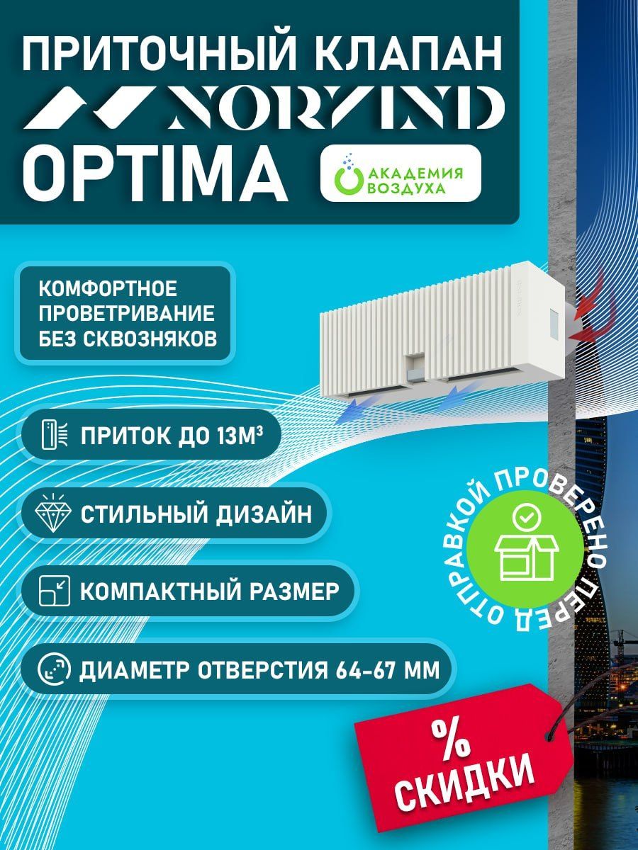 Приточный клапан стеновой NORVIND OPTIMA (Норвинд Оптима)