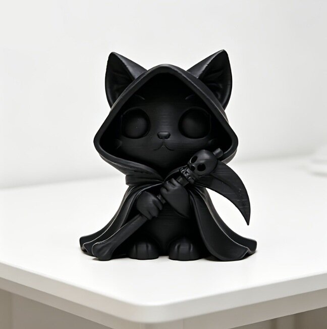 3D-печатная статуэтка готического кота-Смерти в шляпе, декор на Хэллоуин, фигурка Cat in the Hat