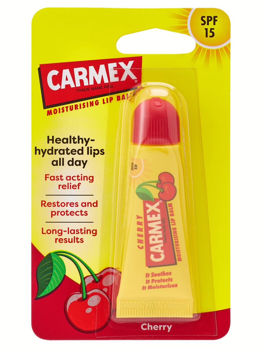 CARMEX Бальзам для губ увлажняющий с ароматом вишни c SPF 15 в тубе, 10 г