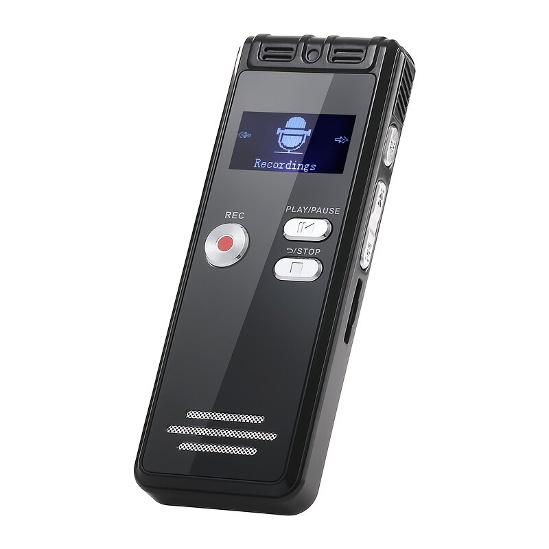 Мини-диктофон на 8 ГБ с голосовой активацией и поддержкой MP3 и USB, портативный аудиодиктофон для лекций и совещаний, компактный, с перезаряжаемым литиевым аккумулятором и разъемом для наушников 3.5 мм, металлический корпус, черный