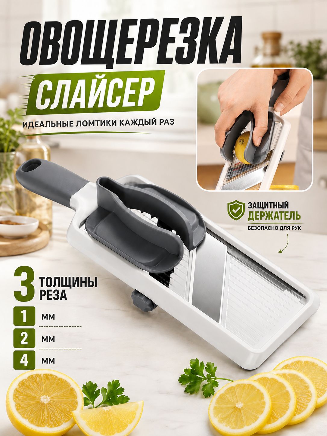 Ручной слайсер для овощей и фруктов с регулировкой толщины, овощерезка-шинковка