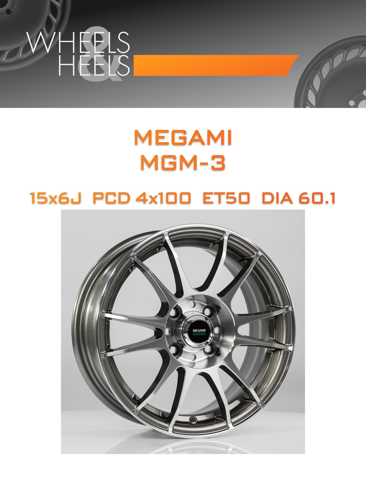 Диск автомобильный литой Megami MGM-3 15x6 4x100 et50 dia60.1 gmf