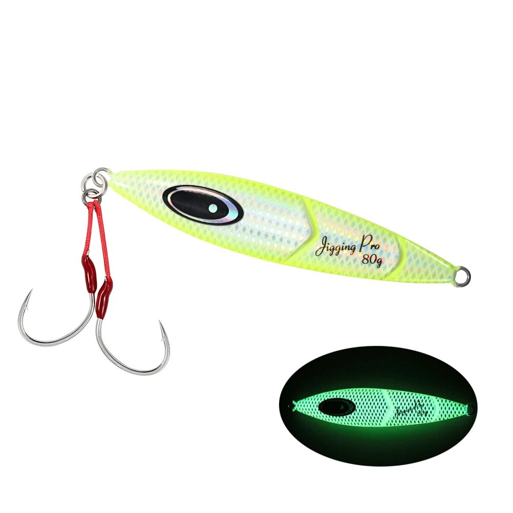 Металлические джиги JIGGING PRO для медленного джиггинга Зеленый, 120g, Green With Hook