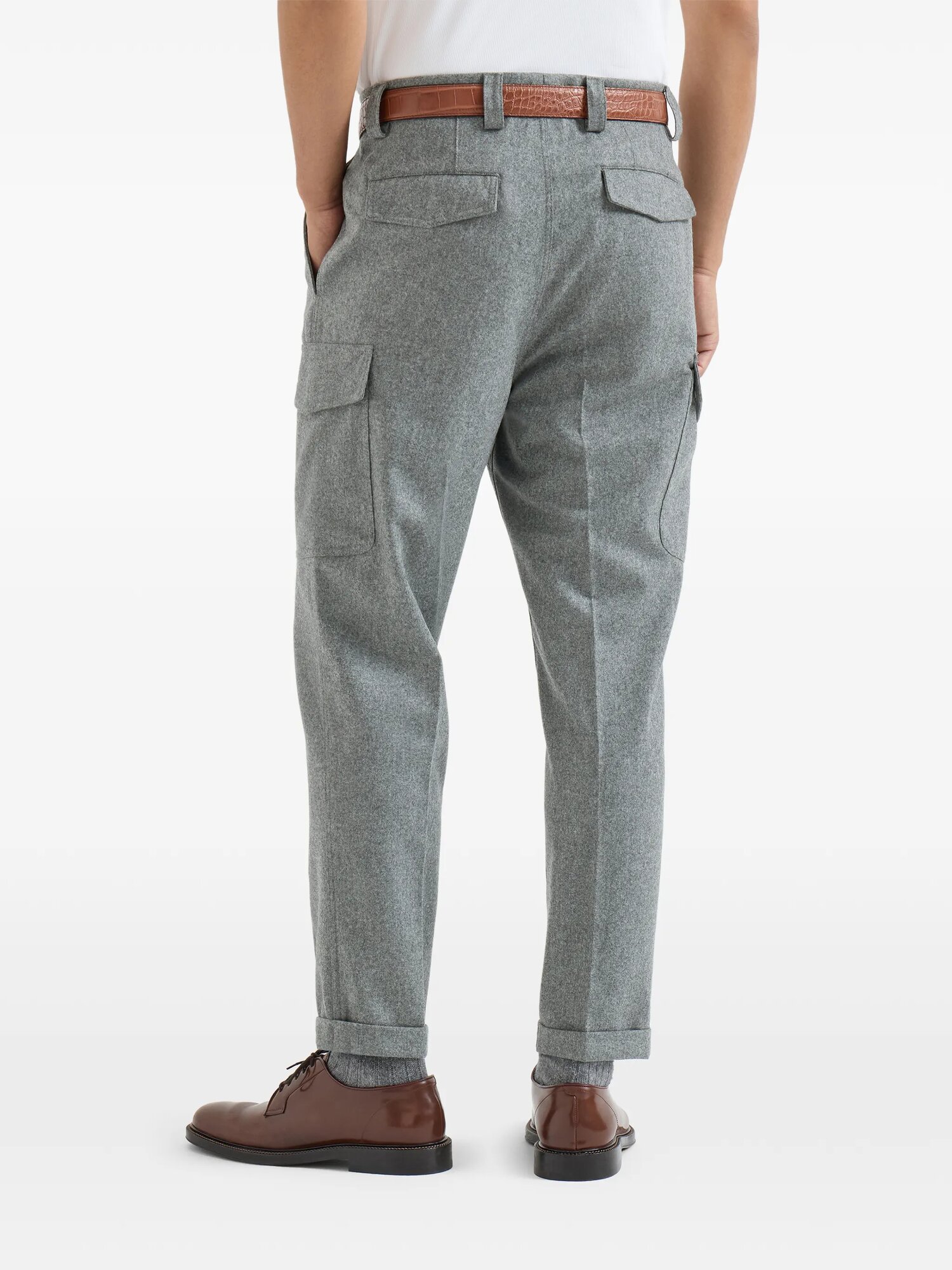 Брюки BRUNELLO CUCINELLI Flannel cargo pants, размер 60, серый — фото 1