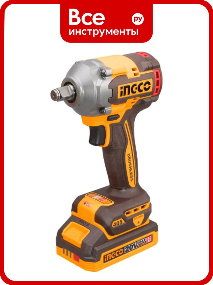 Гайковерт INGCO 405Нм, акк, б/щ, P20S(20В) CIWLI20455