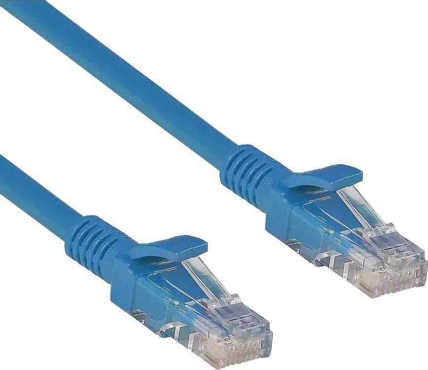 Патч-корд EXEGATE UTP-RJ45-RJ45-5e-0,5M-BL UTP, кат.5E, 0.5м, 4 пары, алюминий омедненный, многожильный, голубой