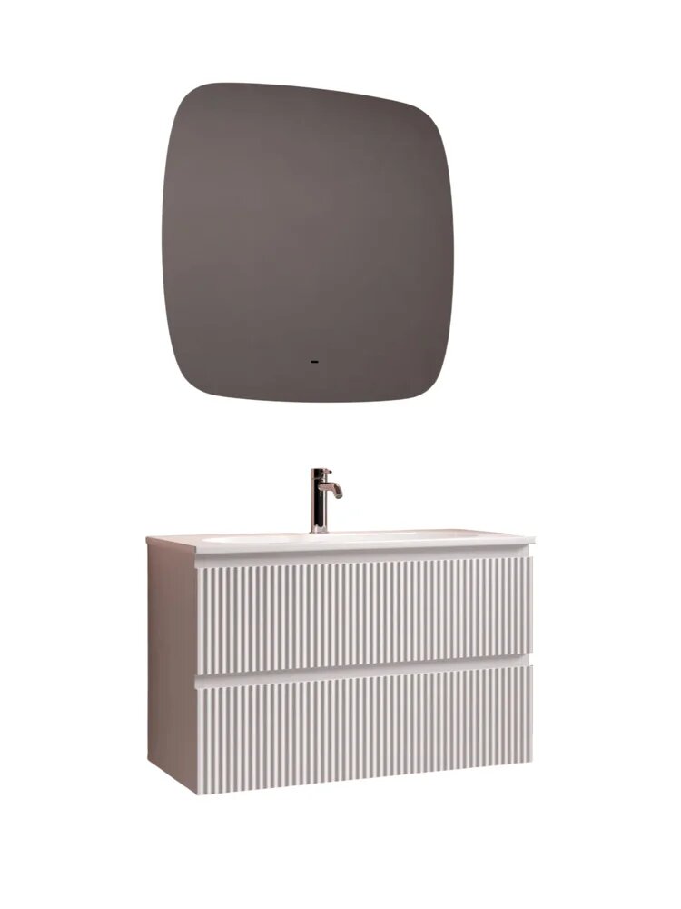 Мебель для ванной комнаты Sancos Сноб Р 390 (Snob R 390) 80 матовая белая (bianco), раковина CN6093