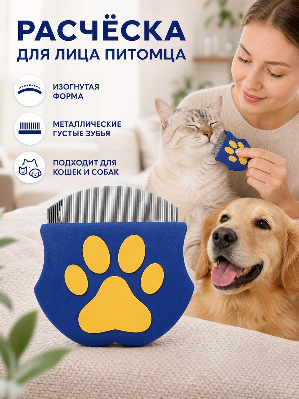 1 шт Щетка для чистки шерсти питомцев