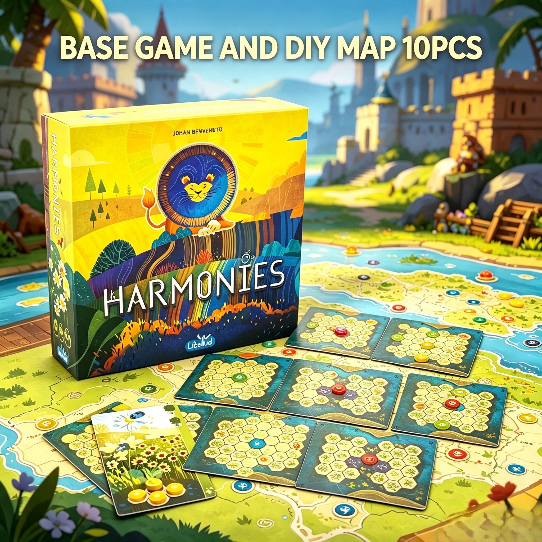 Настольная игра Harmonies, природа, гармония, объемные ландшафты, стратегия, экосистемы, деревянные фишки, семейные посиделки, праздничный подарок