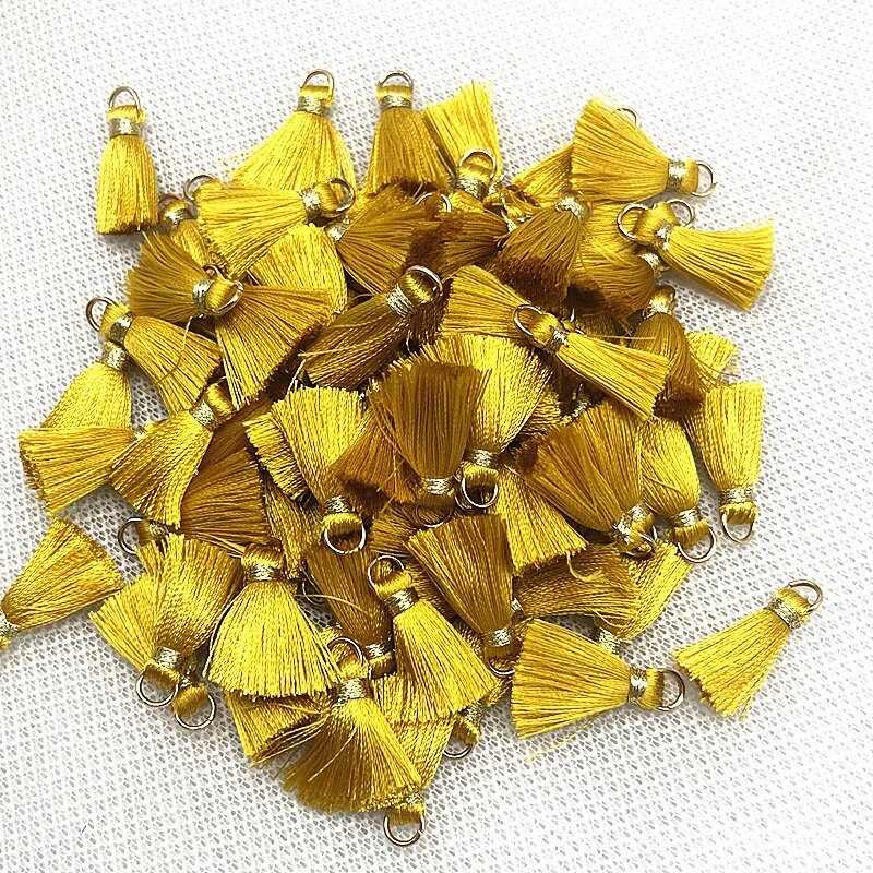 Мини-подвесные кольца с кисточками, 20 мм, вискоза, 100/50 шт. Желтый, 50Pcs, 08-2CM
