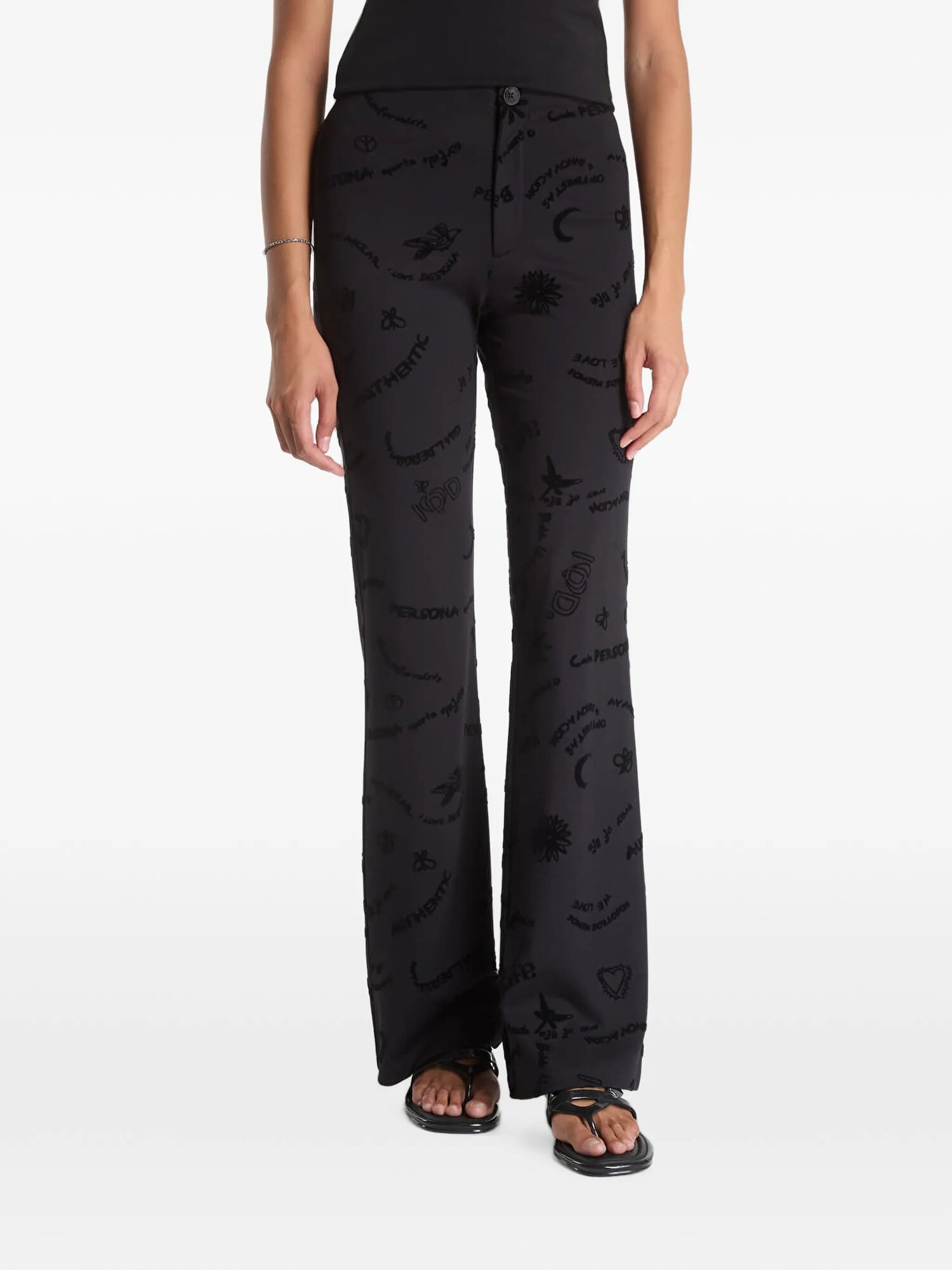 Брюки Flocked-monogram flared trousers