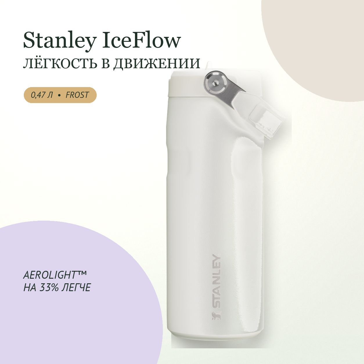 Термобутылка Stanley IceFlow Flip Straw 2.0, 0,47 л, Frost