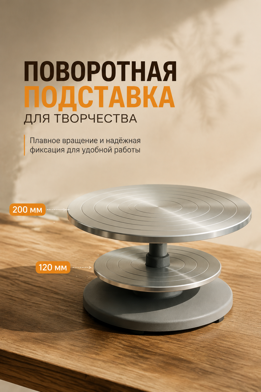 Поворотная гончарная подставка с двумя площадками 200 и 120 мм