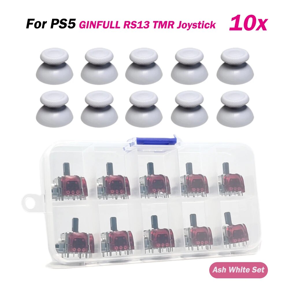GinFull RS13 Angle TMR Джойстик для PS5 10x Stick wCap White