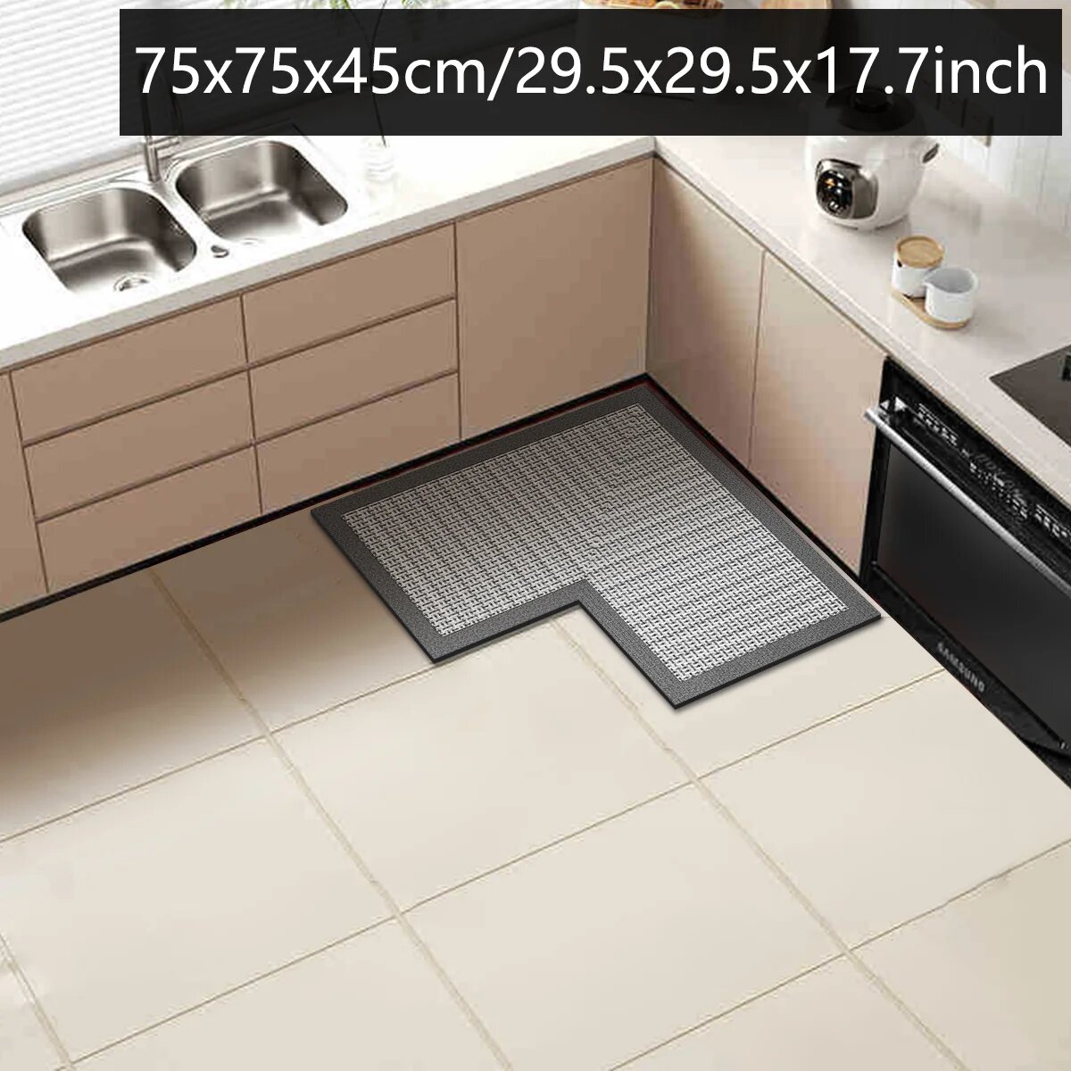 Противоскользящий резиновый коврик для ванной комнаты Gray-75x75x45cm