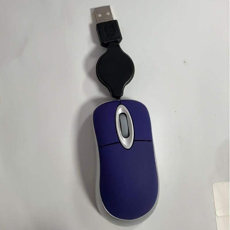 Проводная мини-мышь с USB-кабелем с автовмоткой, цвет: фиолетовый