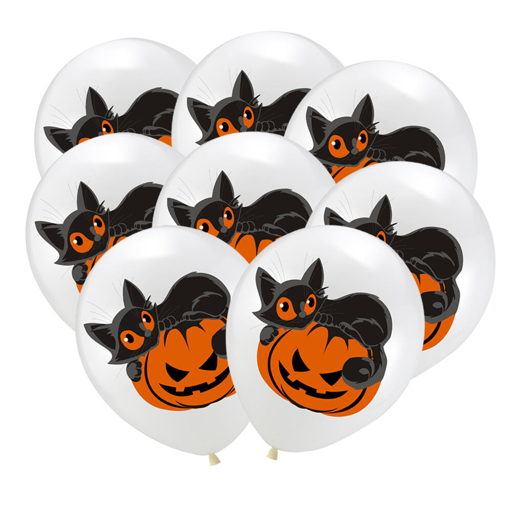 20 Штук Halloween Balloon Украшение Латексные Баллоны Для Фестиваля И Вечеринок Cat Pattern Размер M
