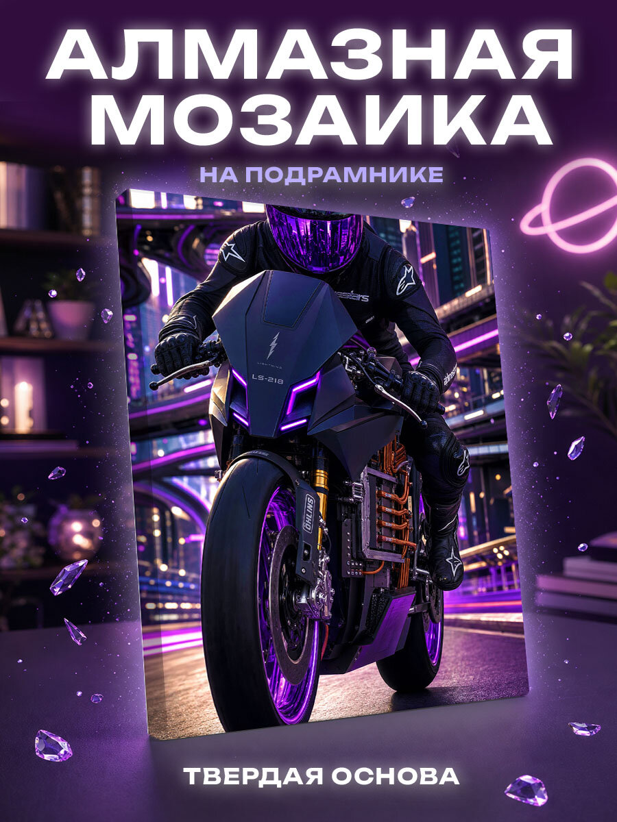Алмазная мозаика Фиолетовая молния кибергорода