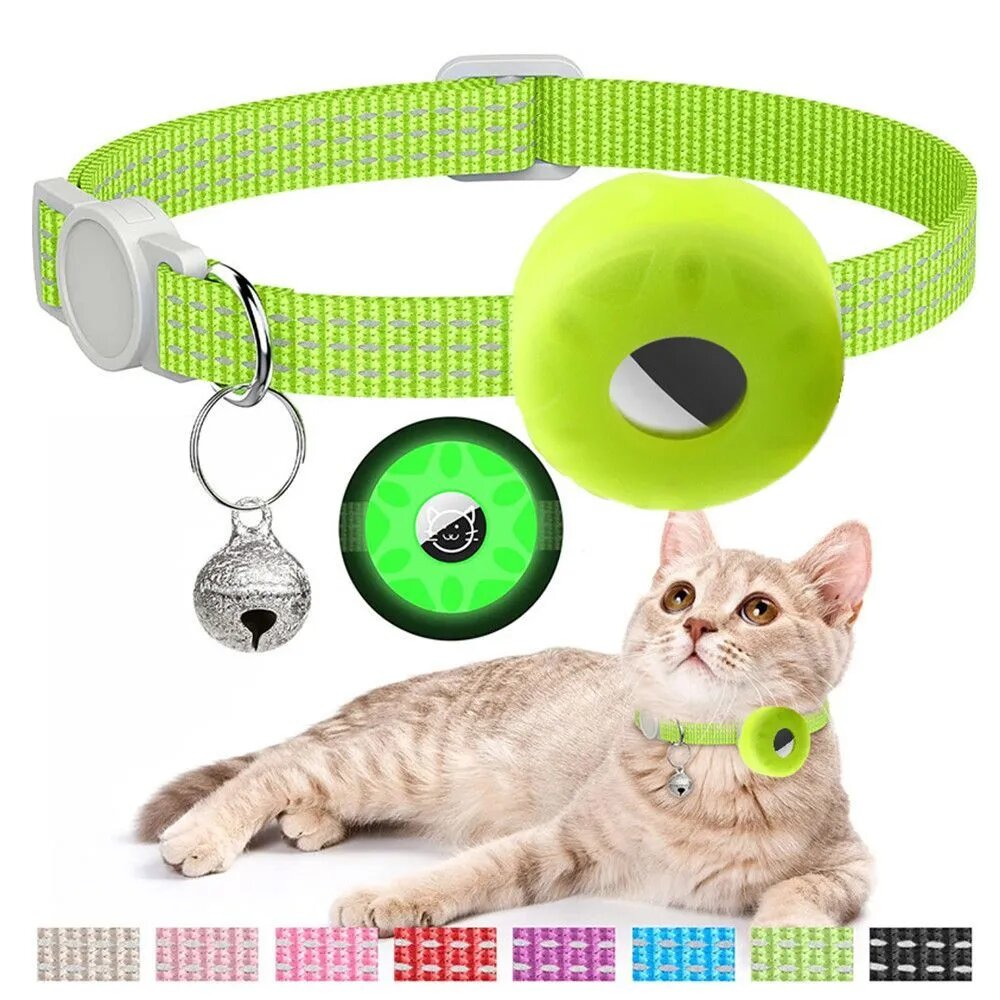 Силиконовый ошейник для животных защитный чехол для трекера Apple AirTag, Anti-lost Pet Dog Tracking Locator, чёрный
