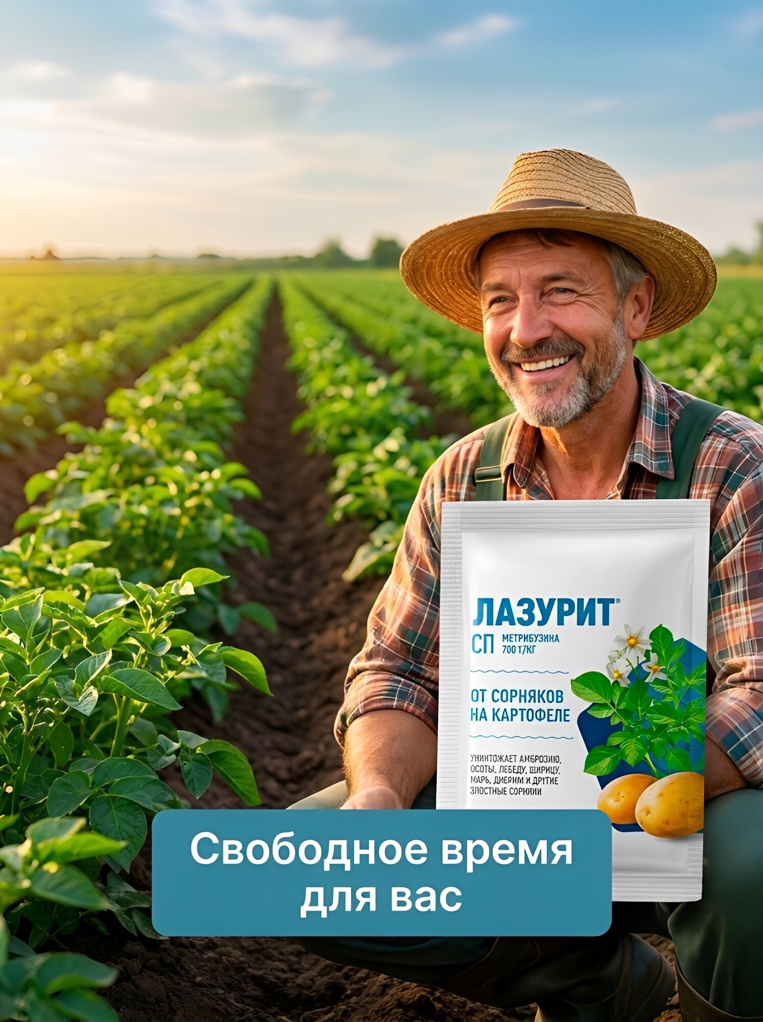 Гербицид Лазурит, для картофеля, без перчаток, 3 упаковки по 20 г
