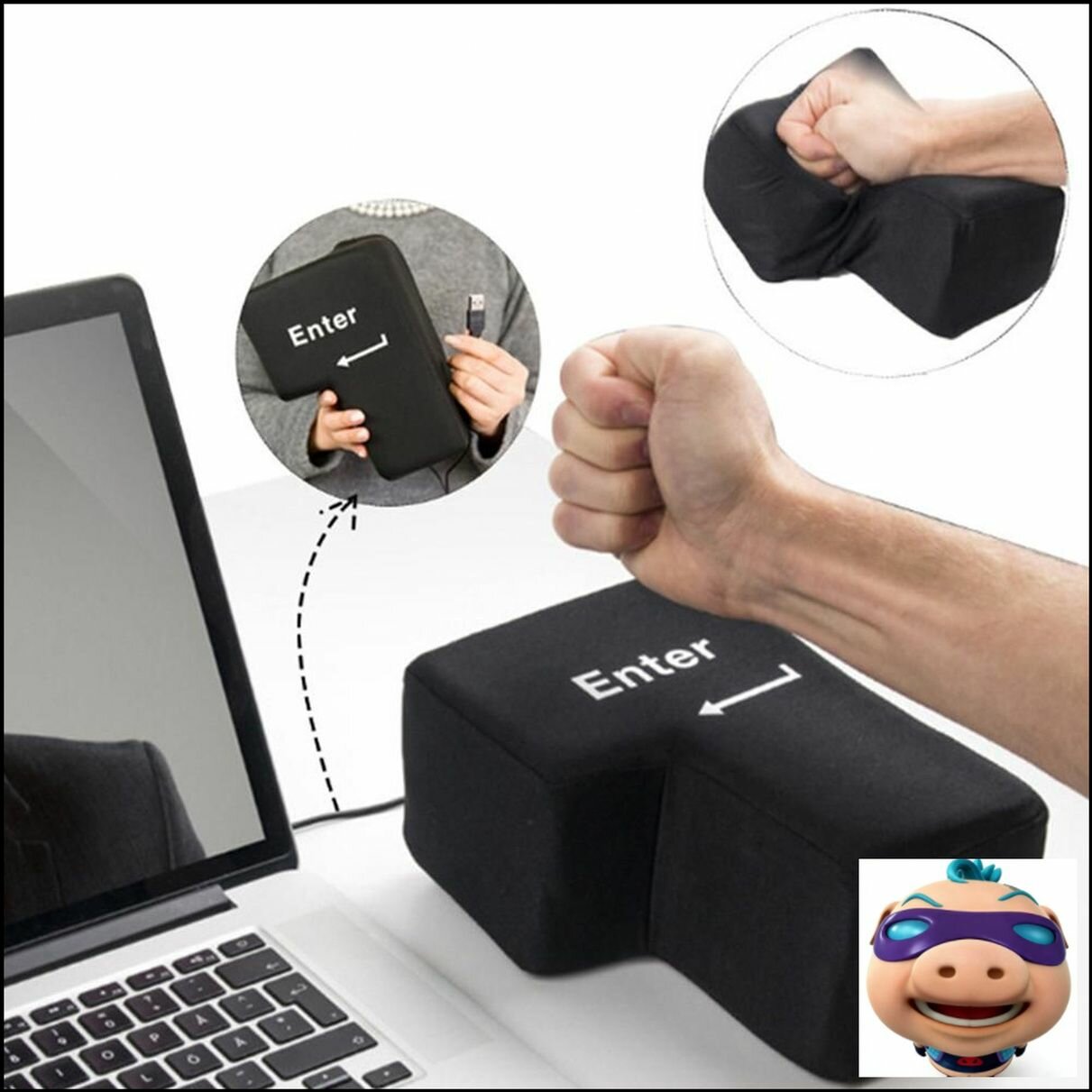 Мягкая игрушка Гигантская кнопка Enter антистресс , для офиса и дома , USB кнопка Энтер,20х14х10см