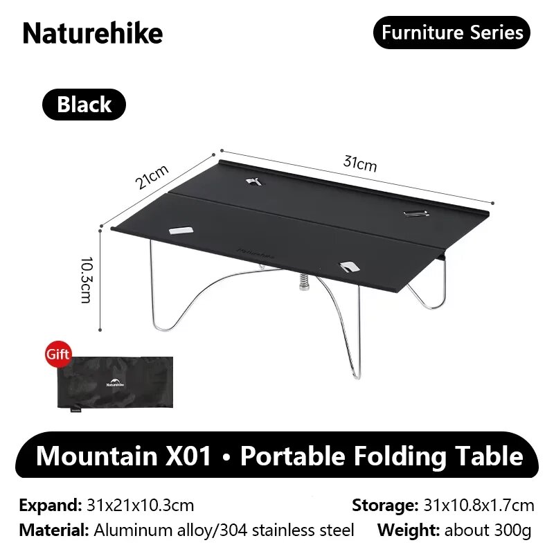 Naturehike Mountain X01 складной стол черный