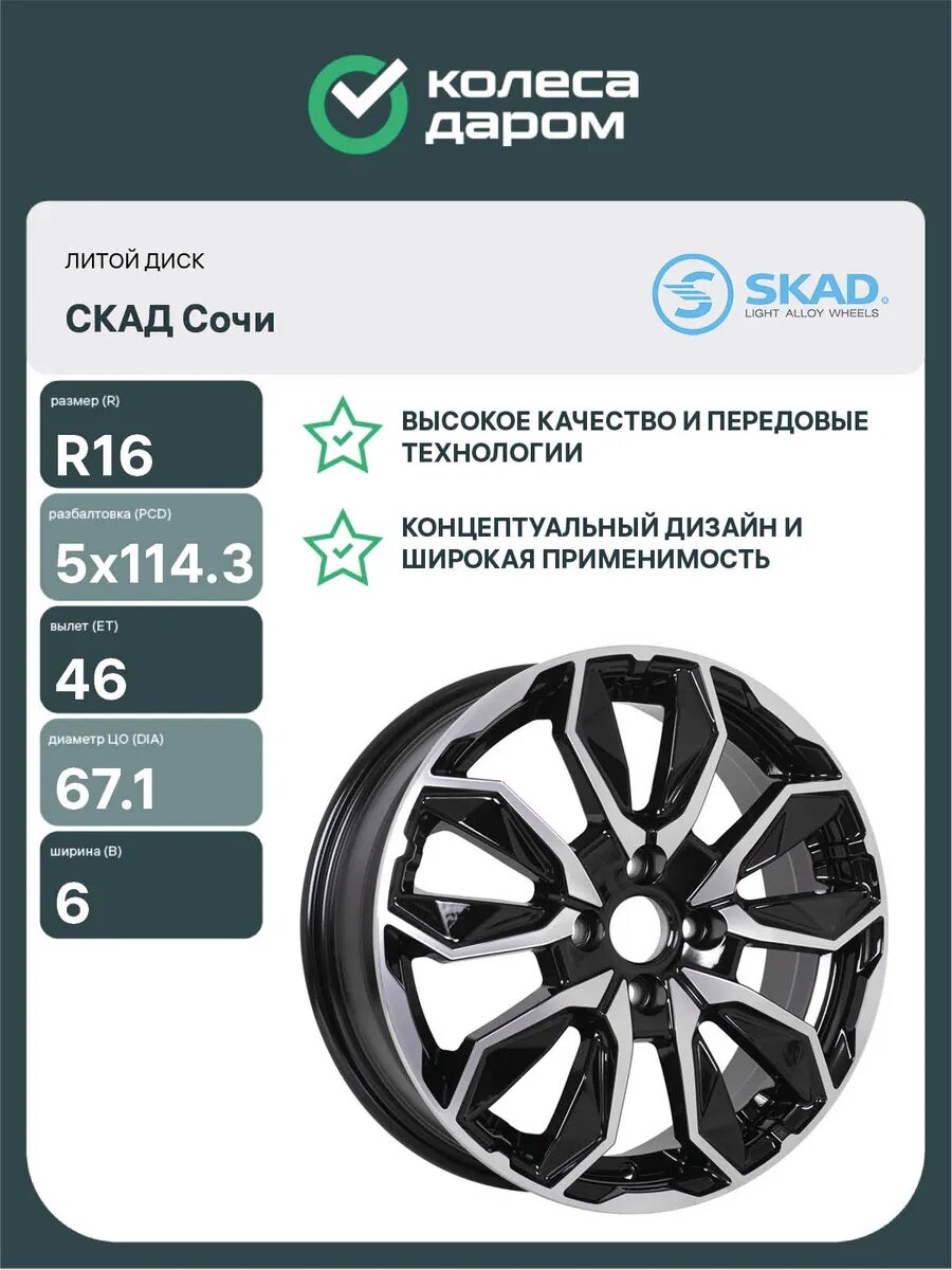 Диски литые Сочи R16 5x114.3 ET46 D67.1