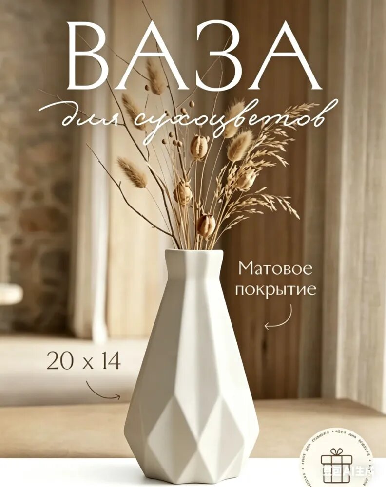 Ваза, 20 см , ABS пластик, 1 шт