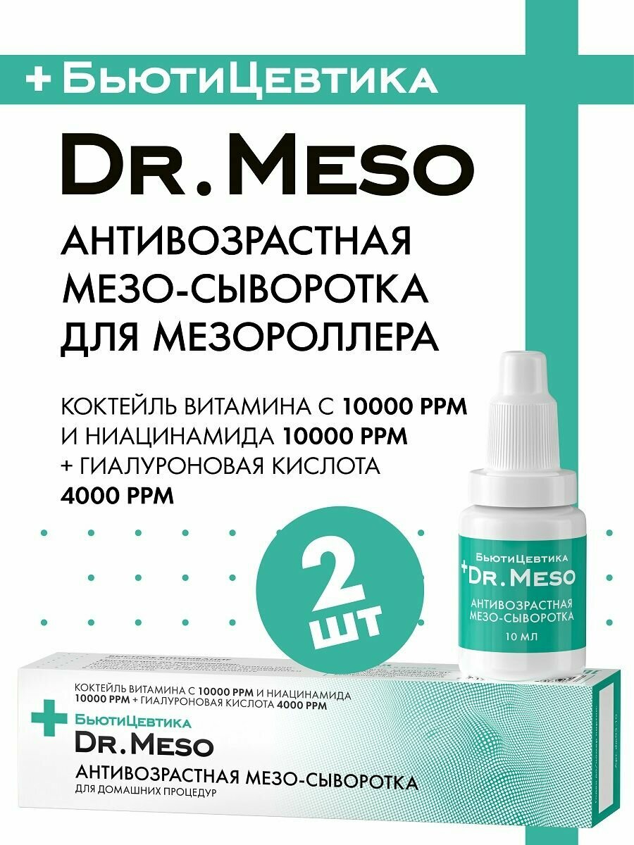 Антивозрастная сыворотка для мезороллера БьютиЦевтика. Ниацинамид +Гиалуроновая кислота для лица под мезороллер 2шт *10 мл.