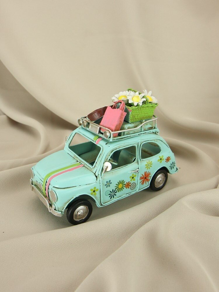 Декоративная модель, Fiat 500 60-е гг. XX в, голубой с багажником